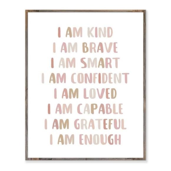 Wall Decor | Affirmations Print I Am Kind Affirmations For Kids Without ...